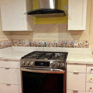 Wildflowers Wall Tiles, Ceramic Decorative Tiles, Floral Kitchen ...