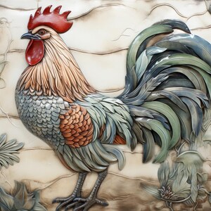 Clay Rooster Ceramic Tile or Mural - Etsy