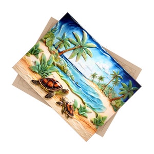 Sea Turtles Ceramic Tile or Mural, Turtles on the Beach Tile, Palm ...