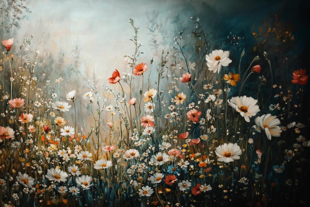 Wildflower Wallpaper Mural. Meadow Removable Mural. - Etsy