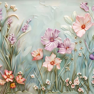 Floral Accent Tiles. Mauve and Mint Decorative Flowers Kitchen Tiles ...