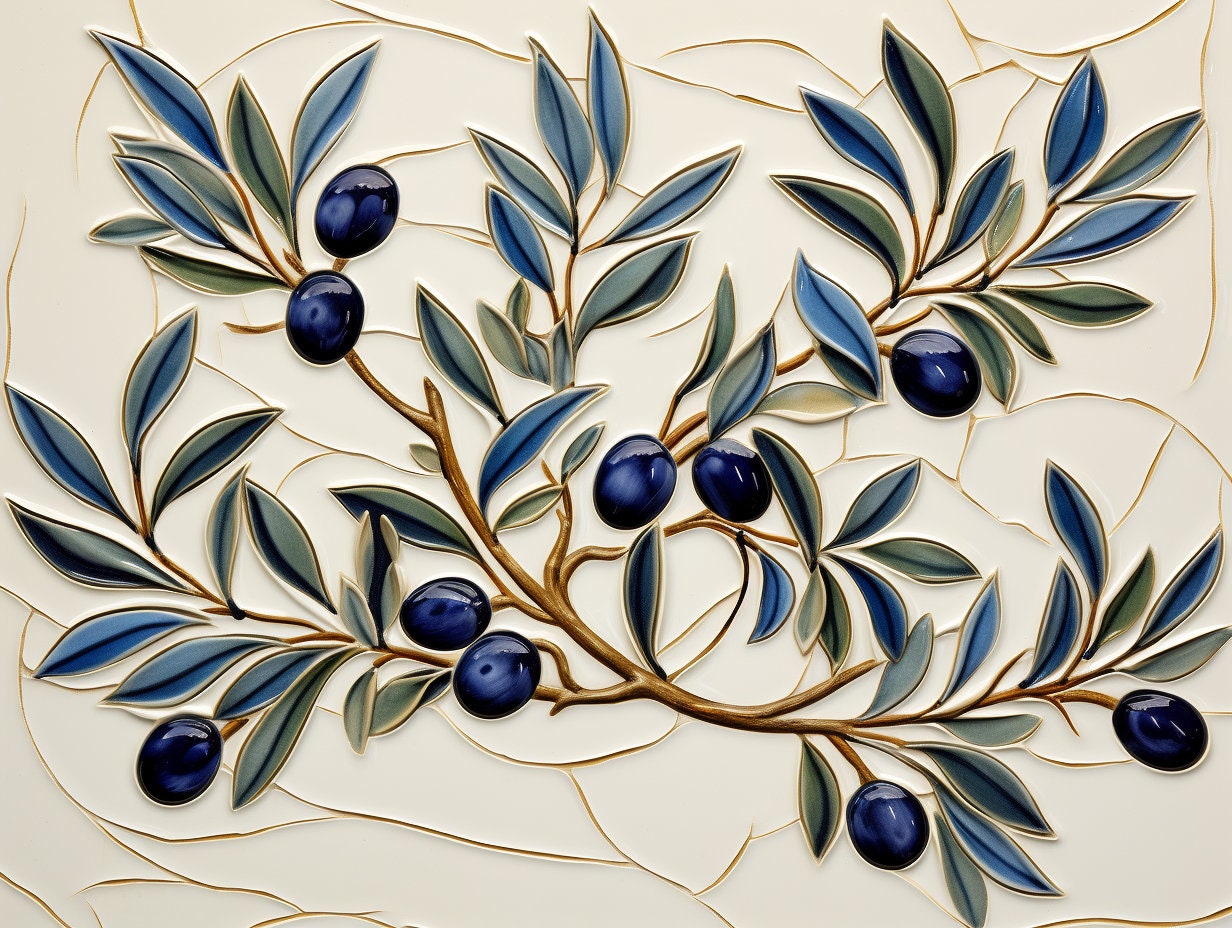 Olive Branch Ceramic Tile - Etsy