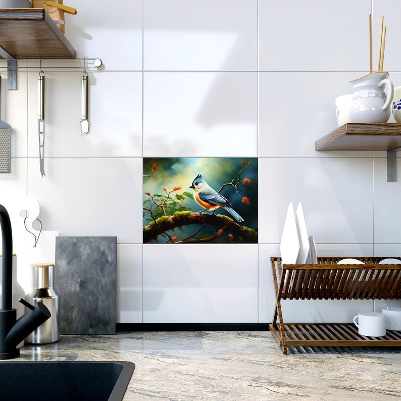 Tufted Titmouse Bird Ceramic Tile Bird Accent Tile - Etsy