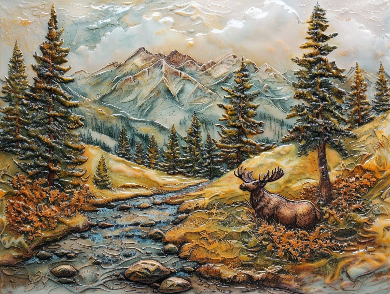 Mountain Wildlife Ceramic Backsplash Tiles. Bear Tile. Moose Tile. - Etsy