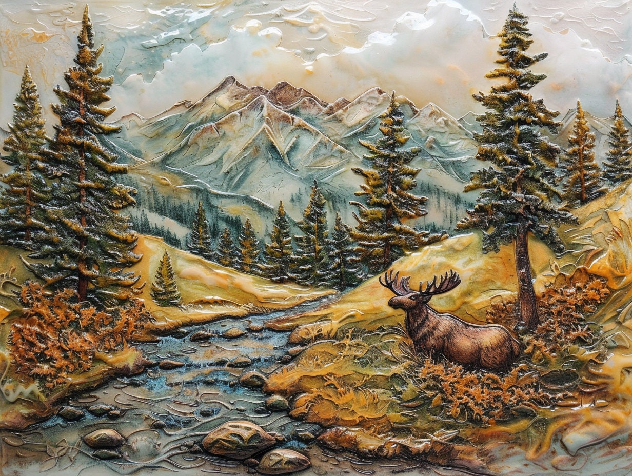 Mountain Wildlife Ceramic Backsplash Tiles. Bear Tile. Moose Tile. - Etsy