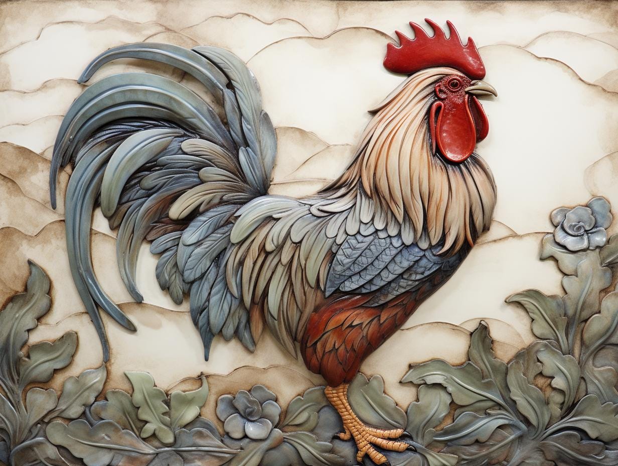 Clay Rooster Ceramic Tile or Mural - Etsy