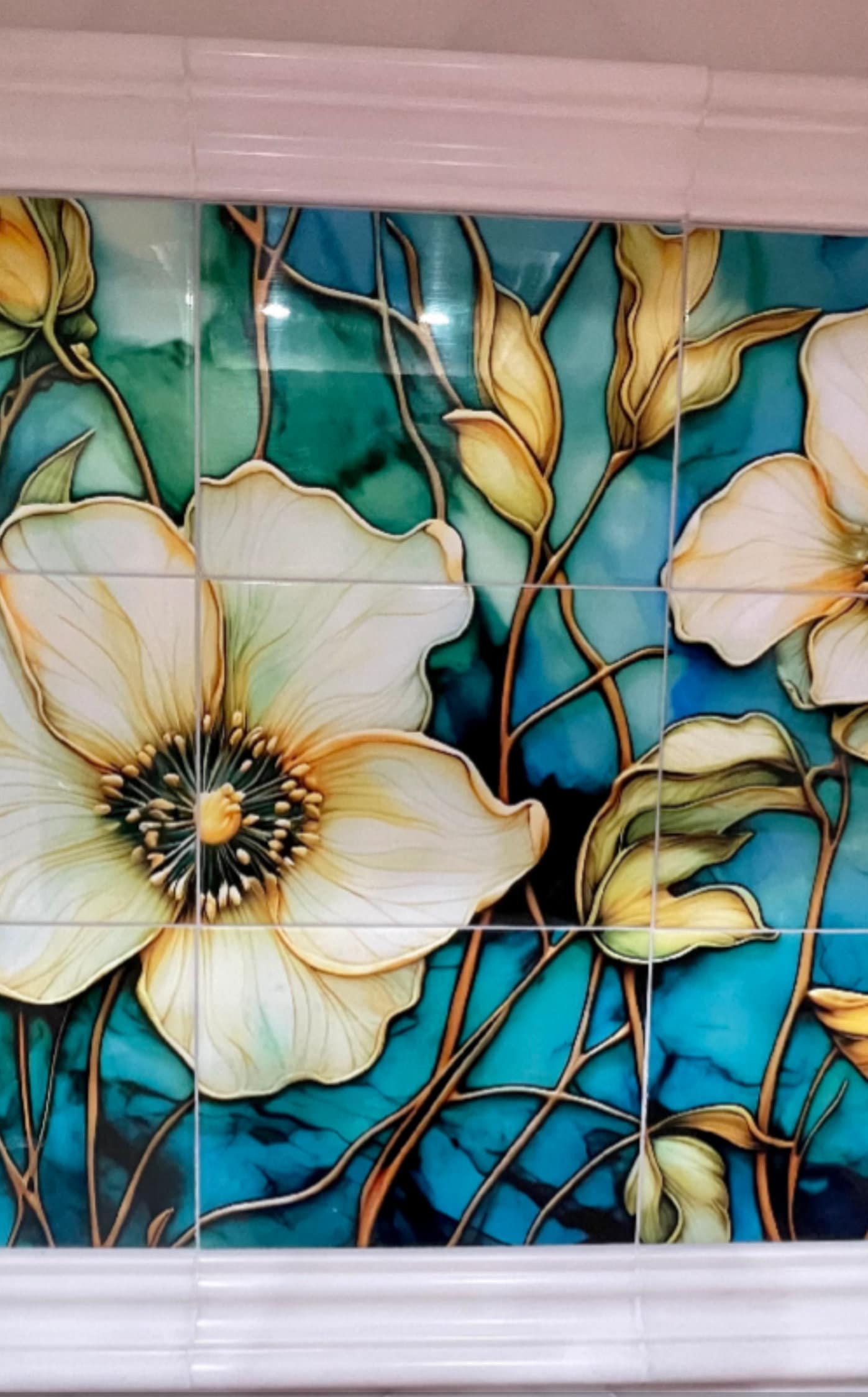 White Wildflowers Ceramic Tile Kitchen Backsplash Mural - Etsy