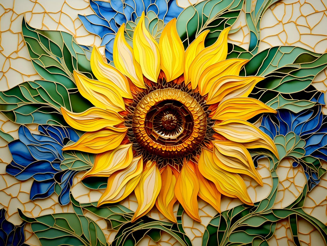 Ceramic Sunflower Tiles, Set of 2. Floral Accent Tiles for Kitchen ...