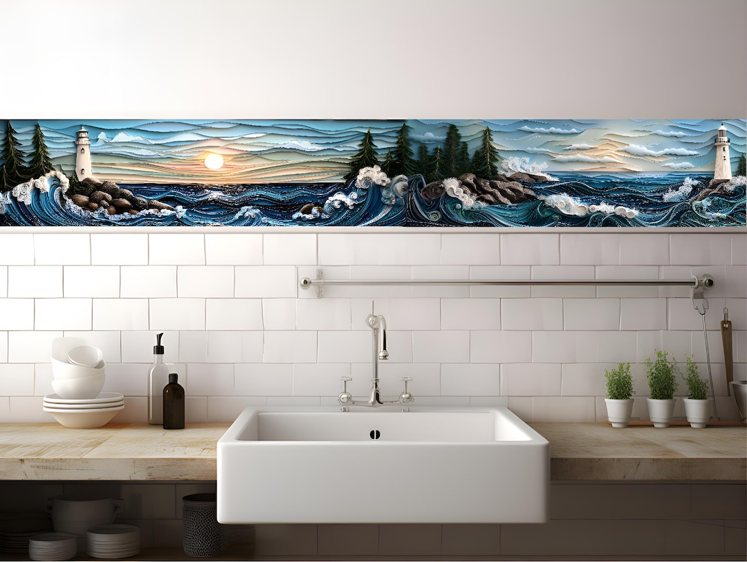 Lighthouse Ceramic Accent Tile or Mural. Kitchen Backsplash Lighthouse ...