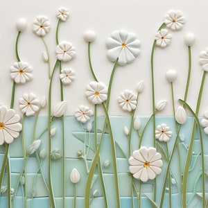 Daisies Tile Backsplash, Ceramic Daisy Tiles - Etsy