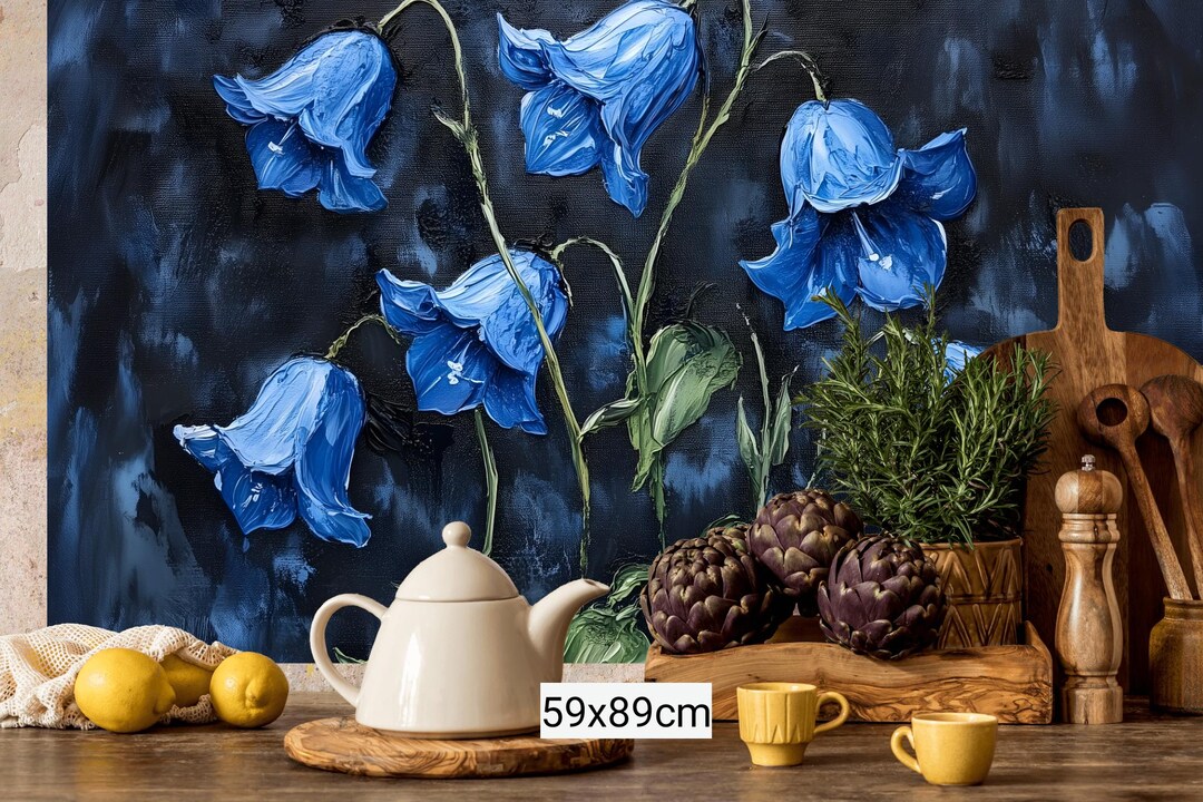 Bluebells Wallpaper Mural. Blue Bells Removable Mural. Canterbury Bells ...