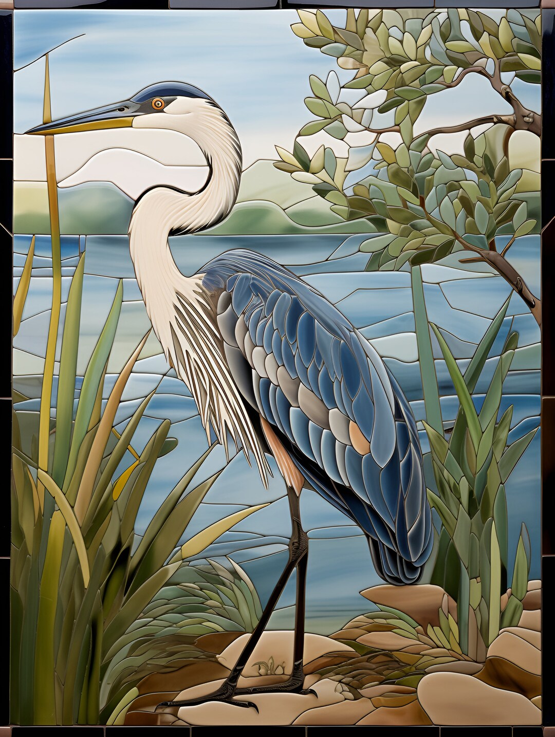 Blue Heron Tiles - Set of 2. - Etsy