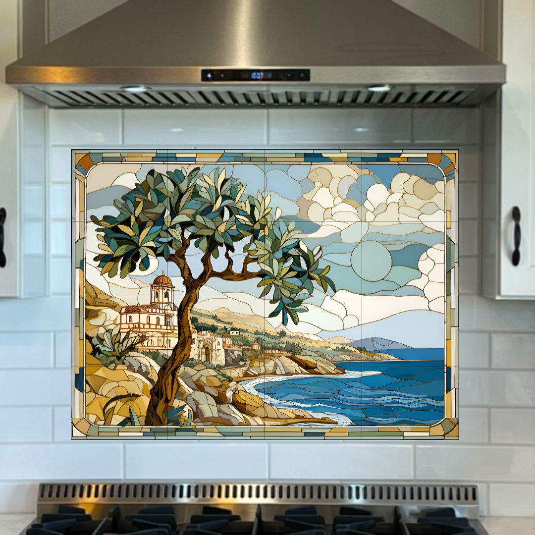 Sicily Coastline Ceramic Tile Backsplash. Italian Landscape Backsplash ...