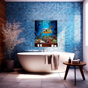 Turtle Ceramic Tile, Under the Sea Mural. - Etsy UK