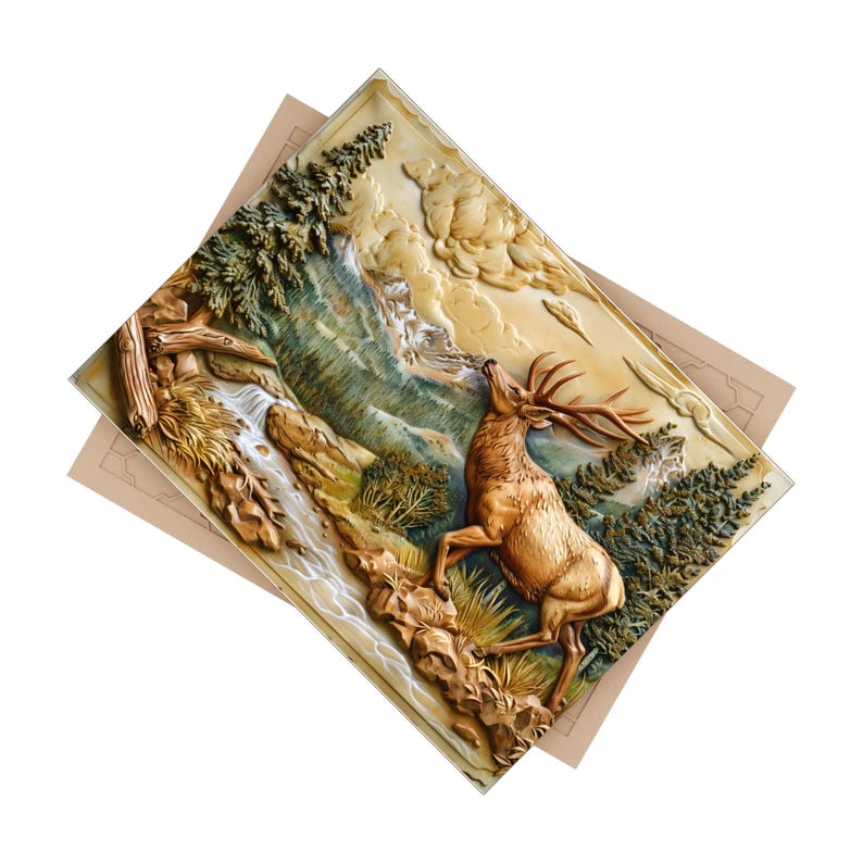 Rustic Elk Ceramic Tile Mural: Nature Scene Cabin Decor (set of 2) - Etsy