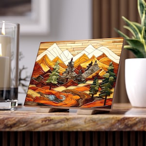 Mountain Forest Ceramic Accent Tiles, Kitchen Backsplash. - Etsy
