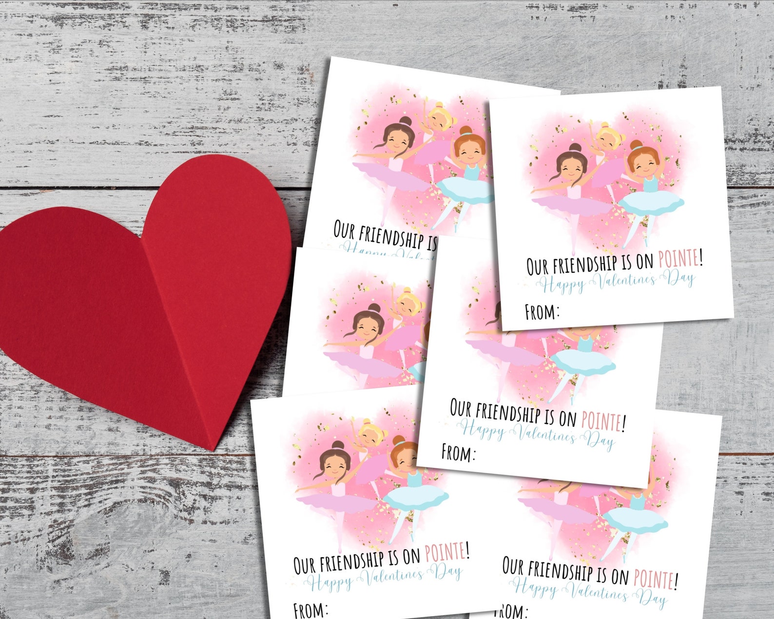 Printable Ballerina Valentine's Day Card for Vday Class Party Favor ...