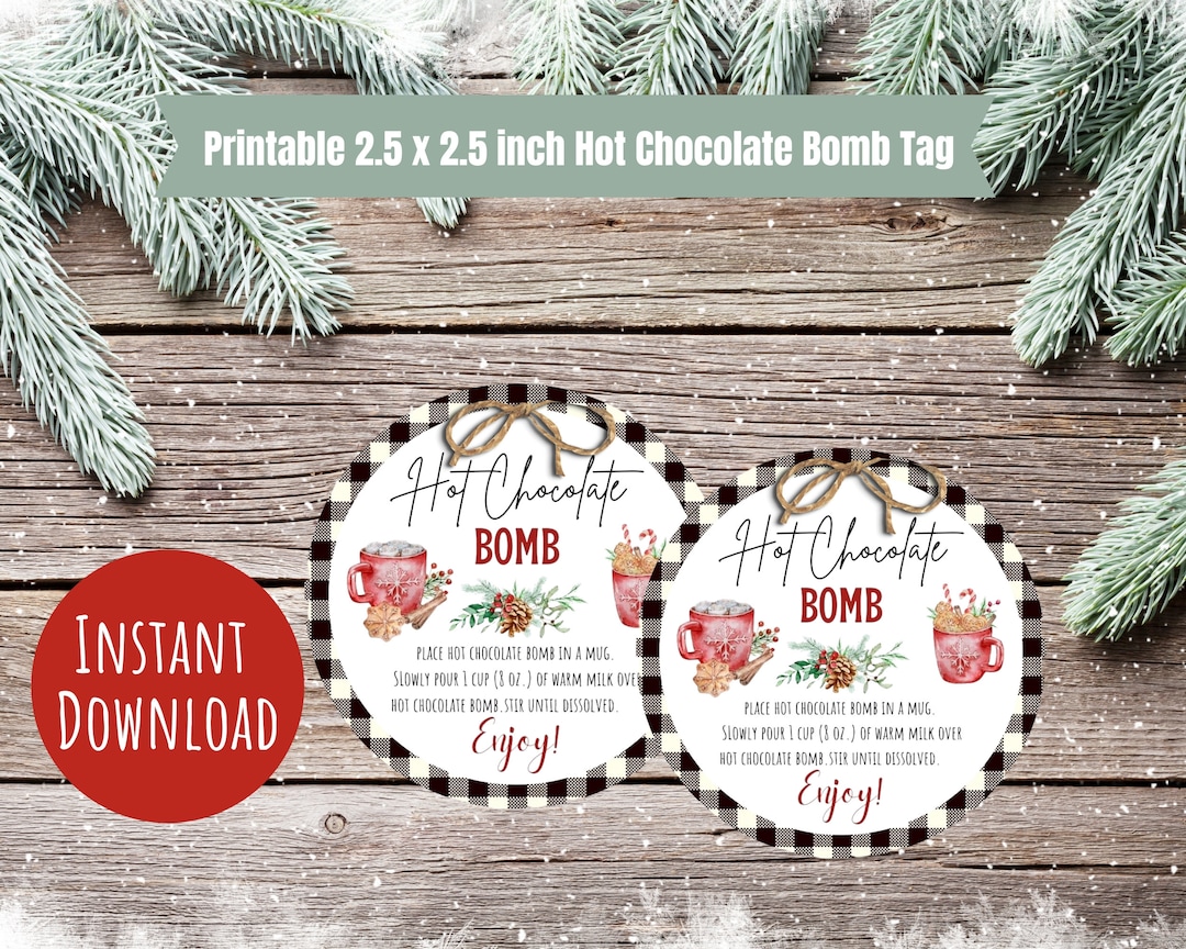 Hot Cocoa Bomb Tag Printable Christmas Hot Chocolate Bomb Gift Tag ...
