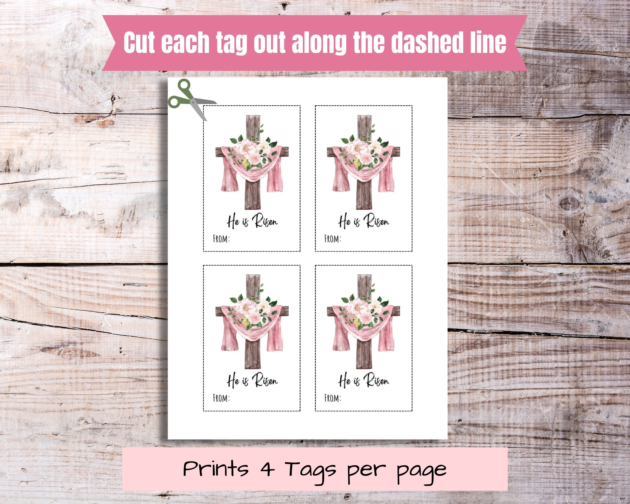Easter Gift Tag Printable He is Risen Easter Tag Religious Easter Gift ...