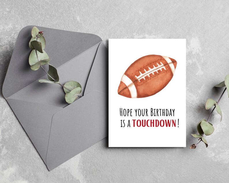Football Birthday Card Printable Sports Bday Card Football Lover Gift ...
