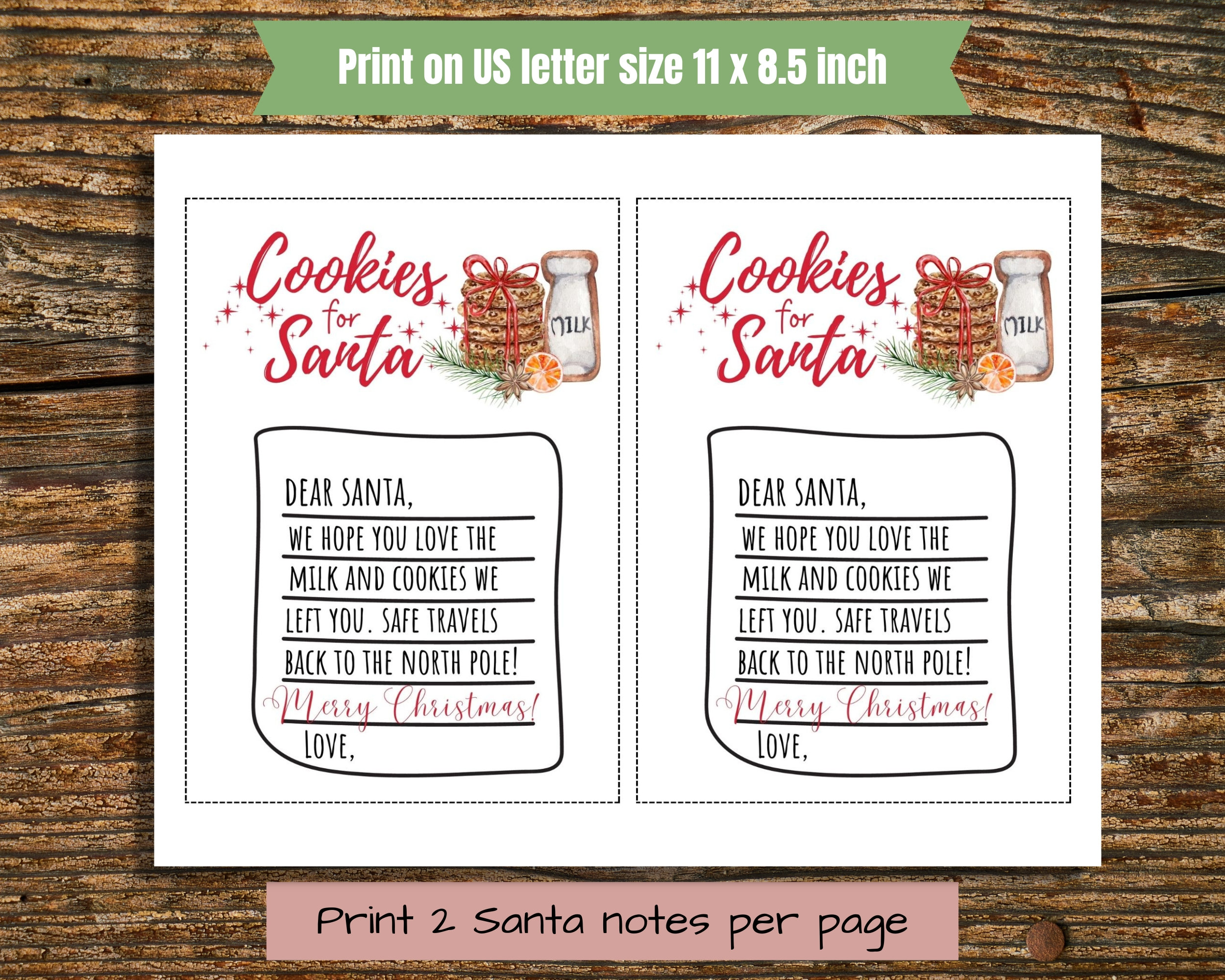 Customizable Santa Note Printable Cookies for Santa Note Christmas Eve ...
