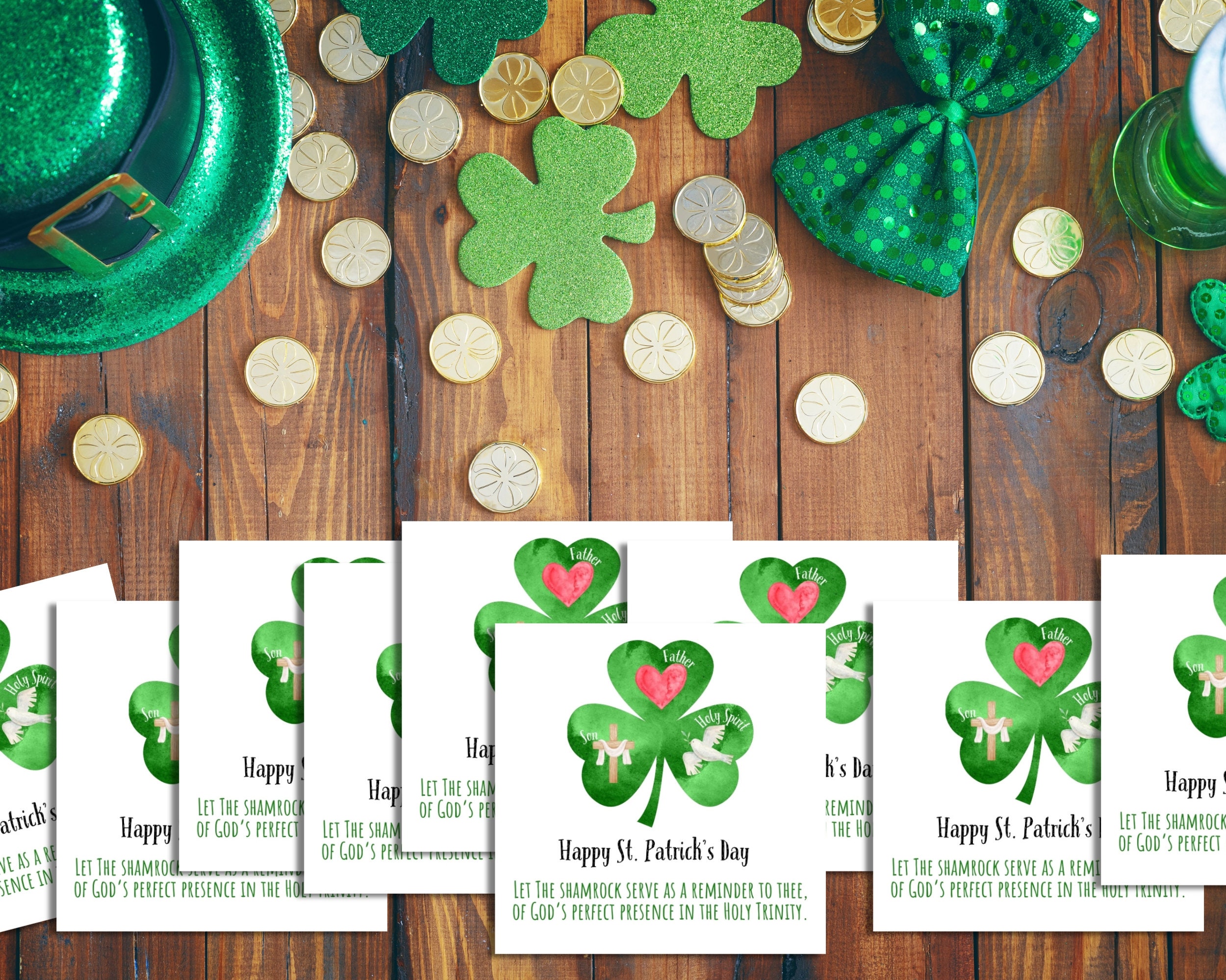 St Patricks Day Gift Tag Printable Shamrock Holy Trinity Card Christian ...