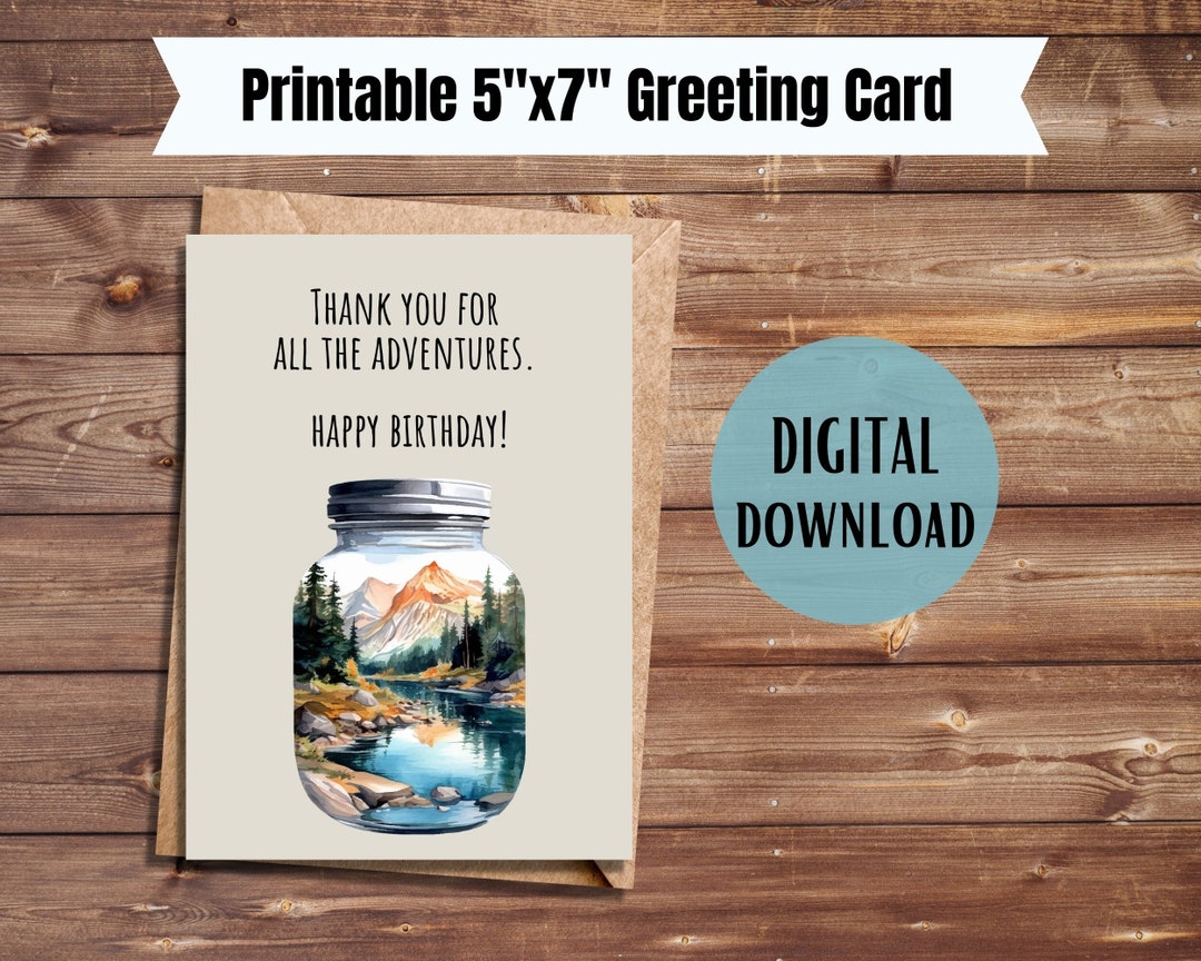 Printable Adventure Seeker Birthday Card Outdoors Lover Bday Card ...