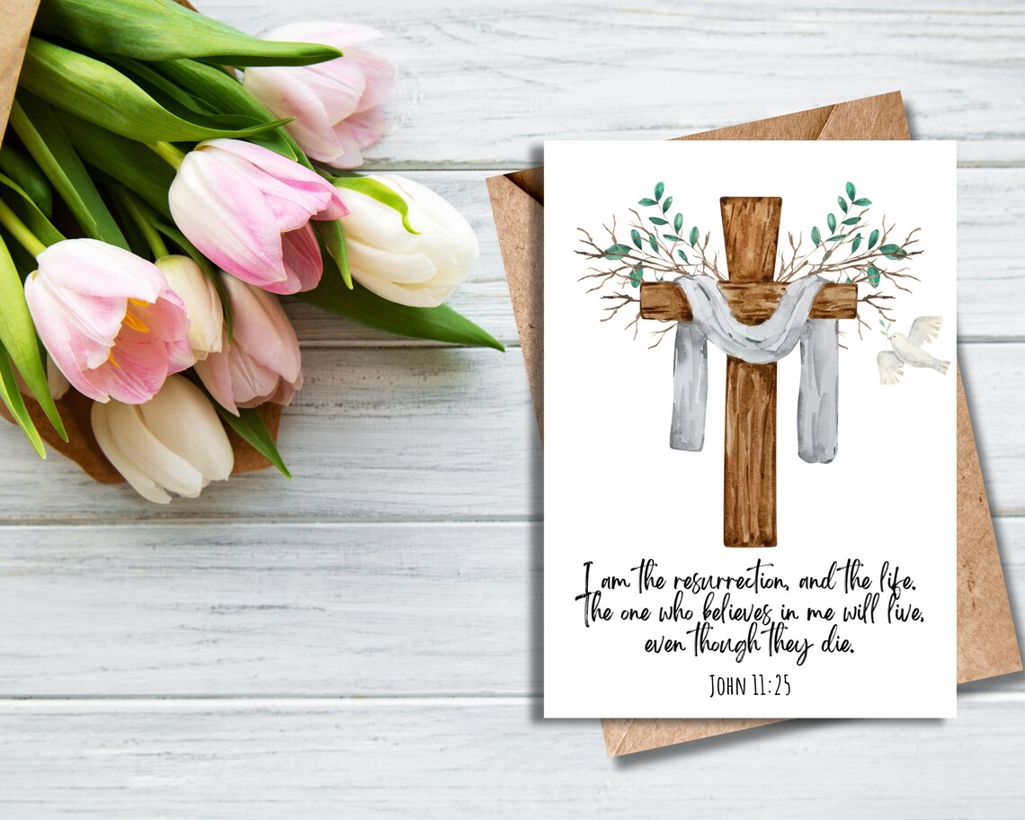 Religious Easter Card Printable Easter Cross Greeting Card Christian ...