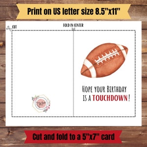 Football Birthday Card Printable Sports Bday Card Football Lover Gift ...
