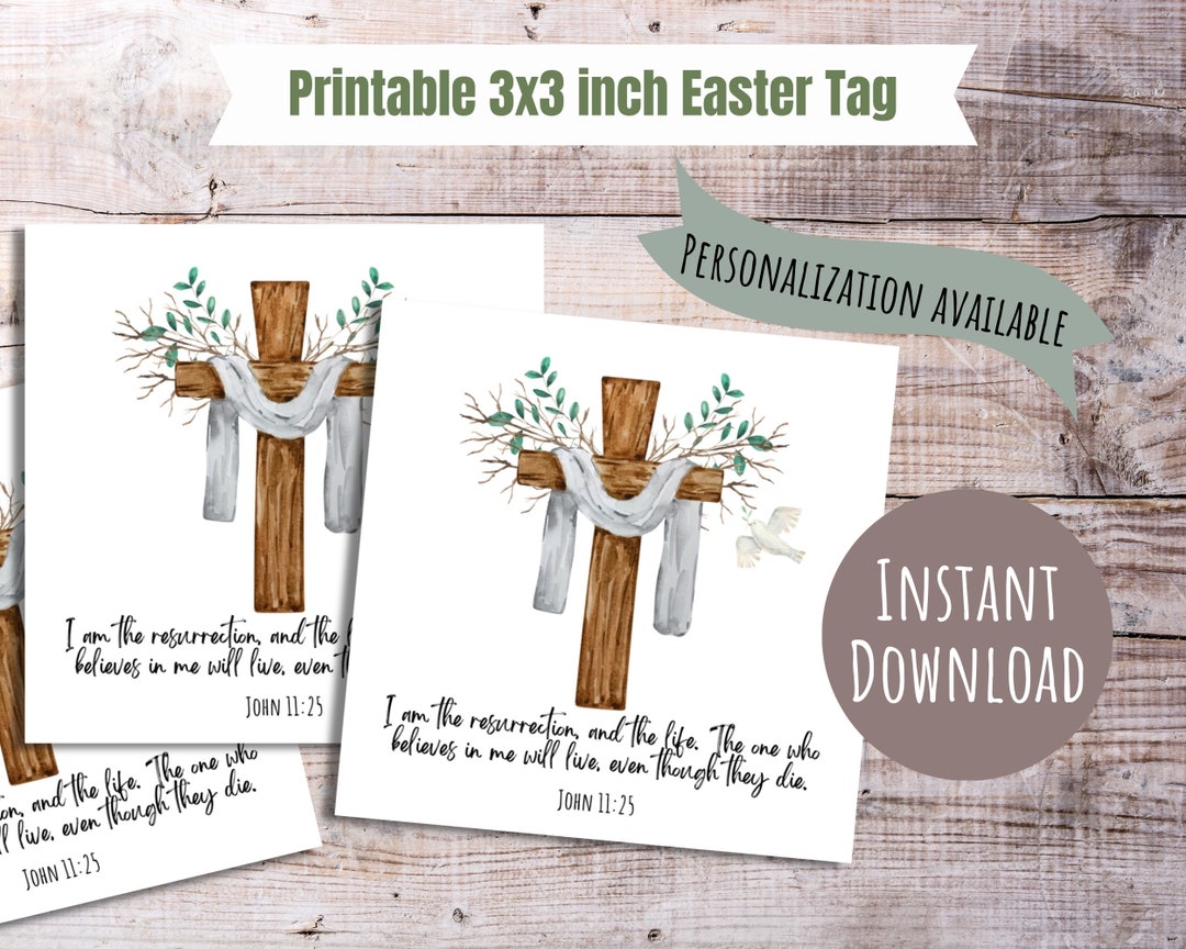 Easter Gift Tag Printable Resurrection Easter Tag Religious Easter Gift ...