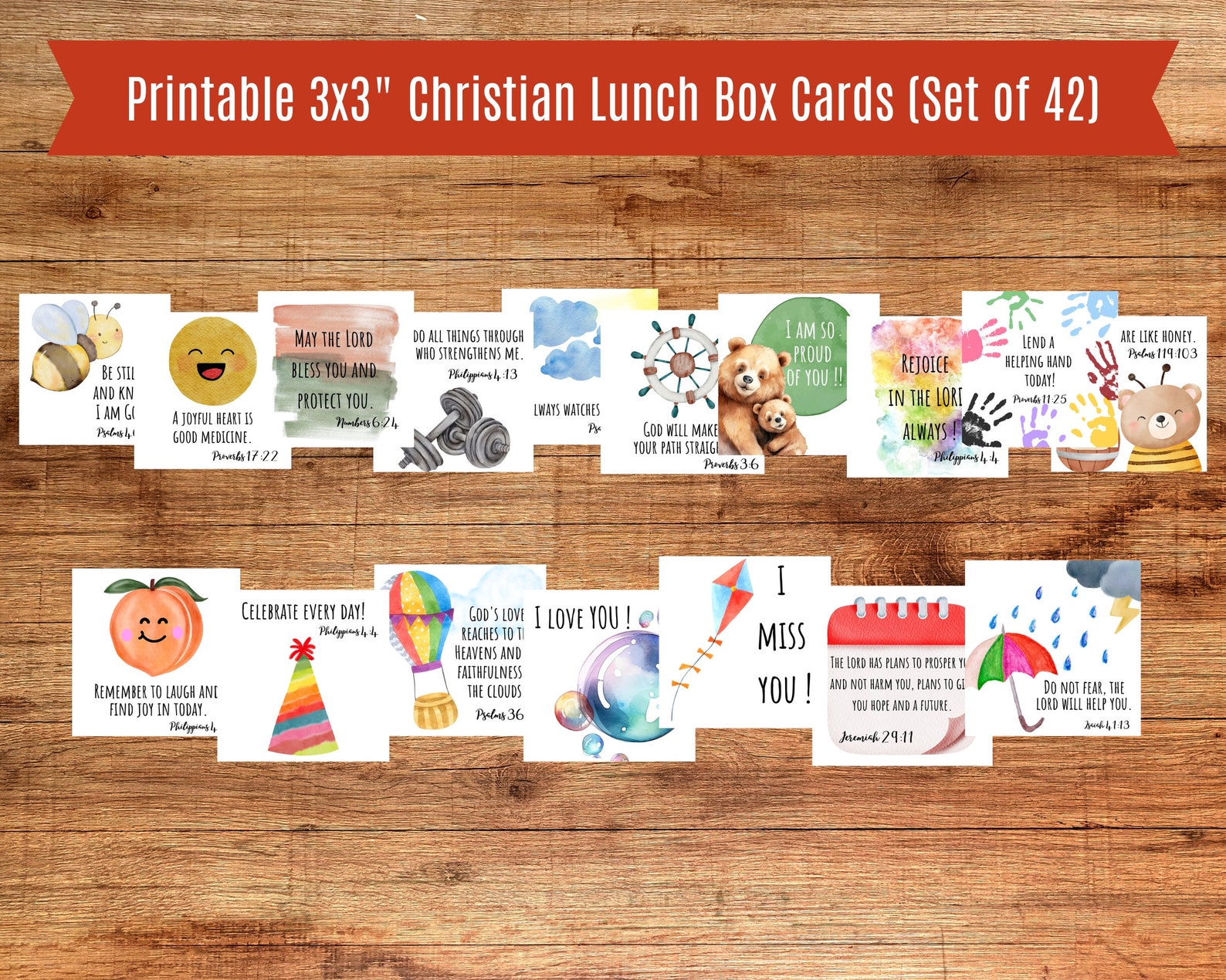 Lunch Box Note Cards Printable Christian Lunch Notes for Kid Scripture ...