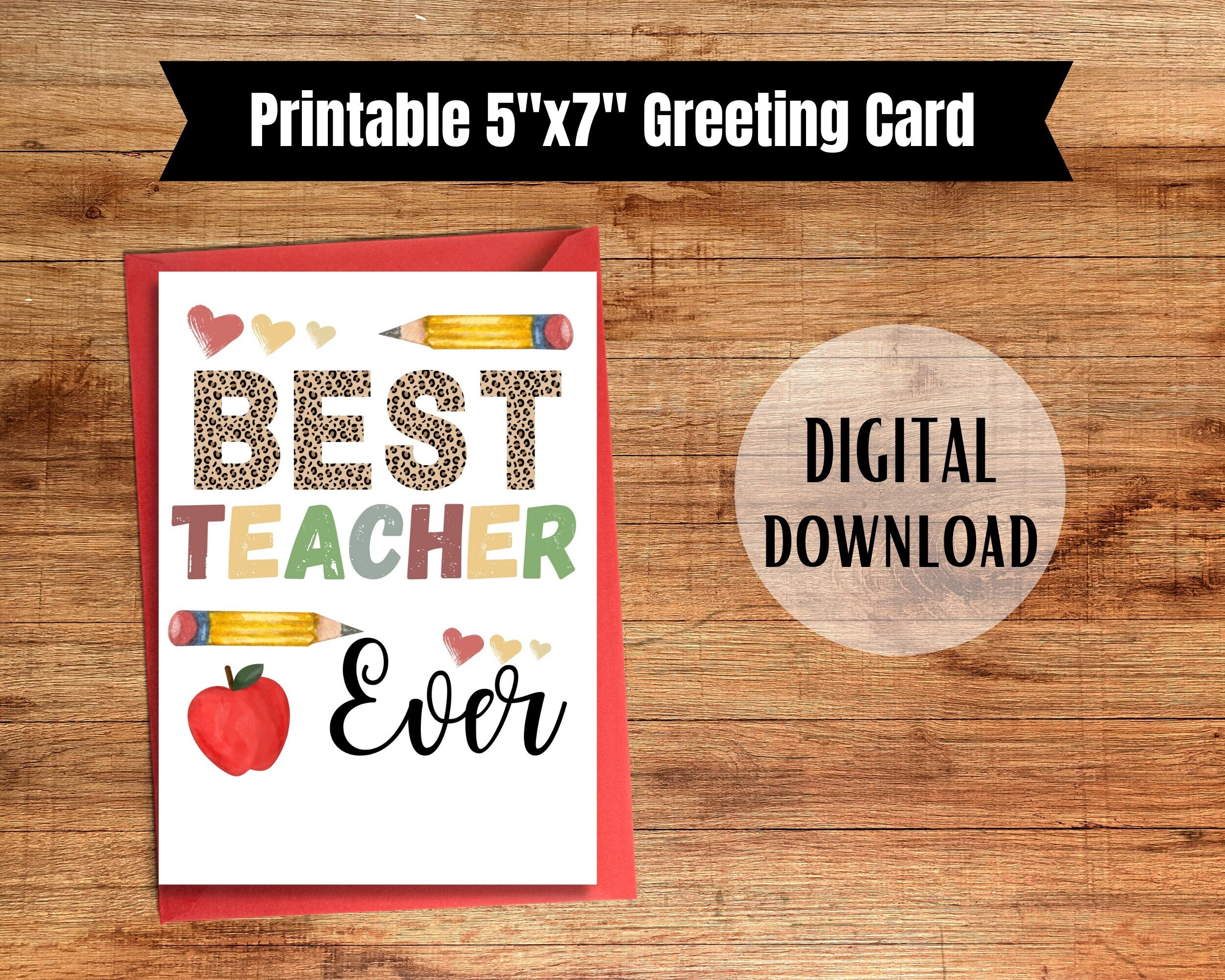 Printable Teacher Appreciation Card for Teacher Gift Thank You Card for ...