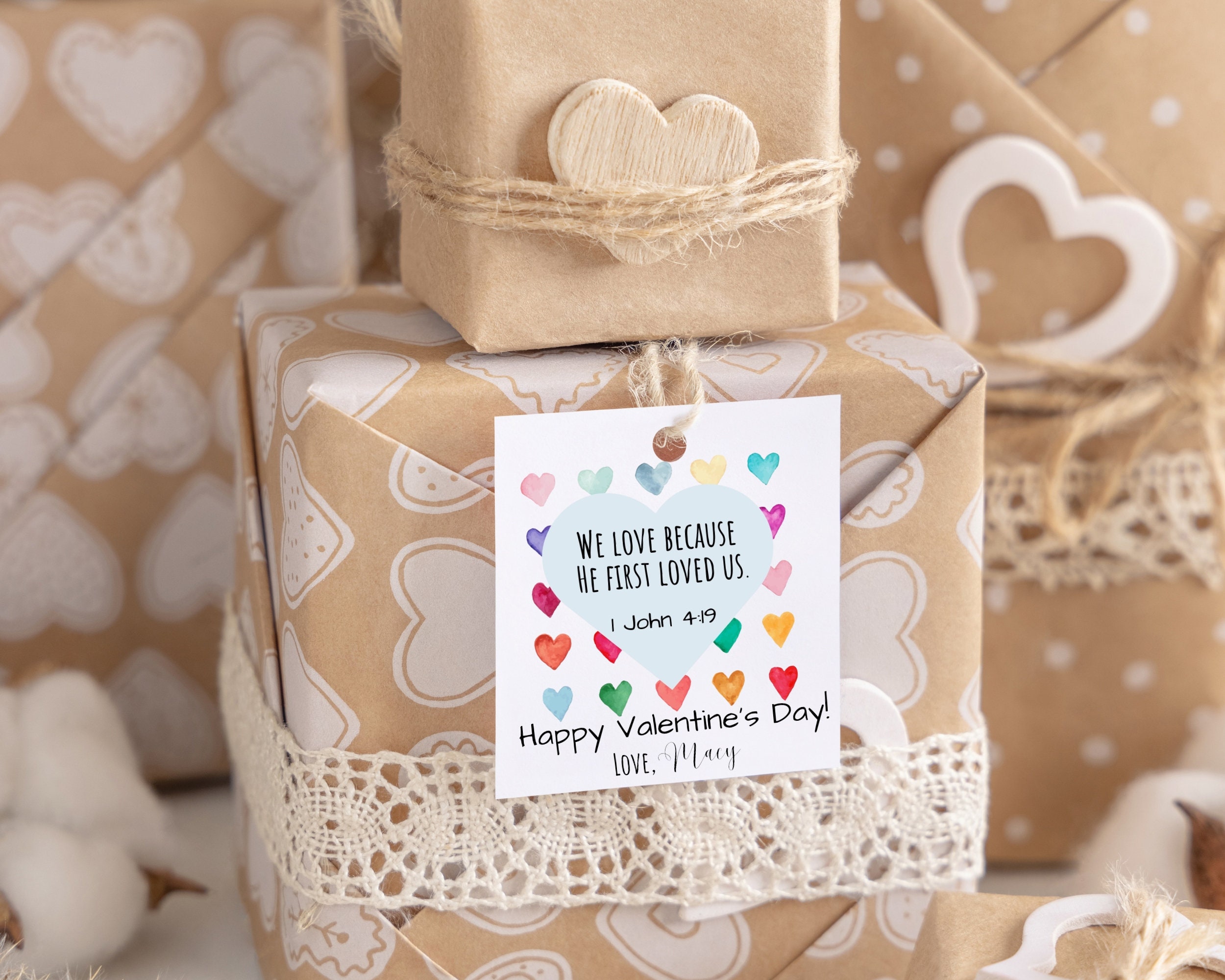 Valentines Day Gift Tag Personalizable Card for Valentine's Day Goody ...