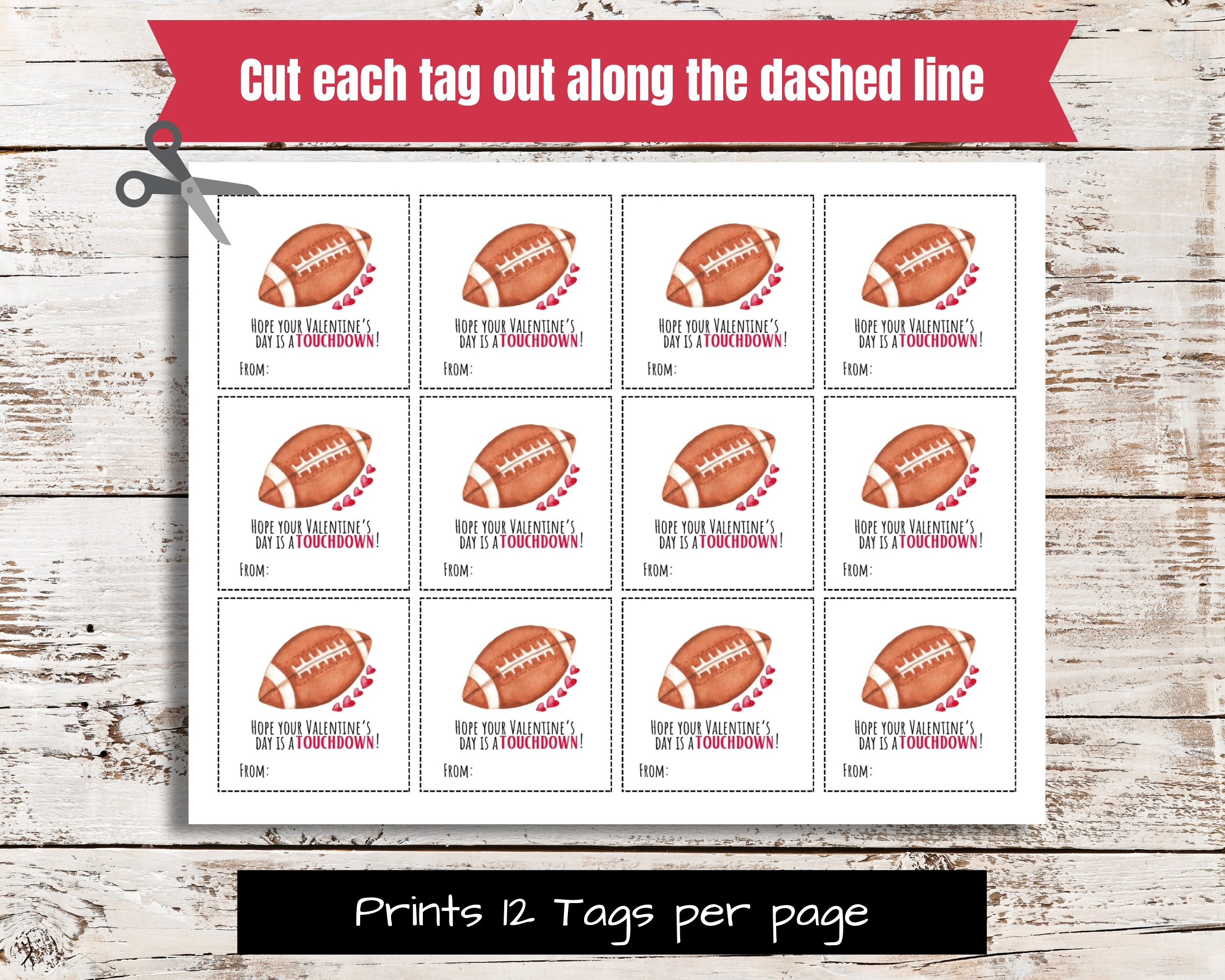 Football Valentine Card Personalized Sports Valentine's Day Tag for ...