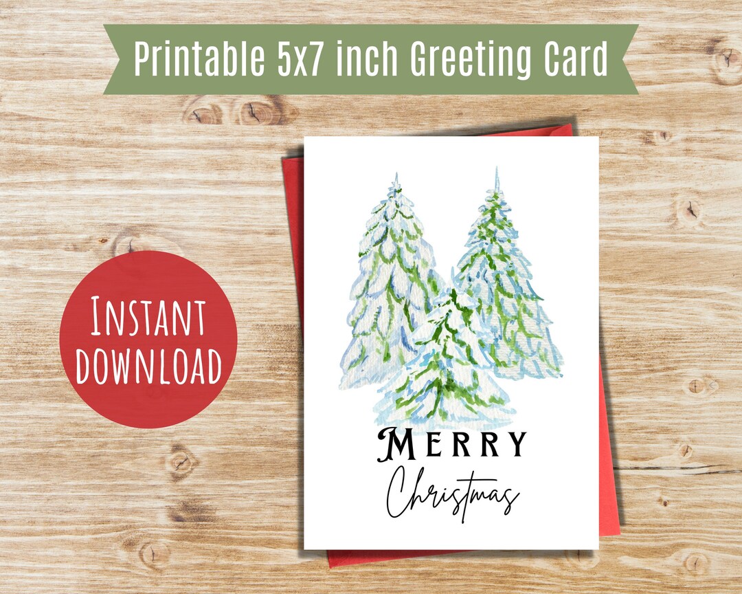 Christmas Tree Card Printable Christmas Mailing Card Blank Christmas ...