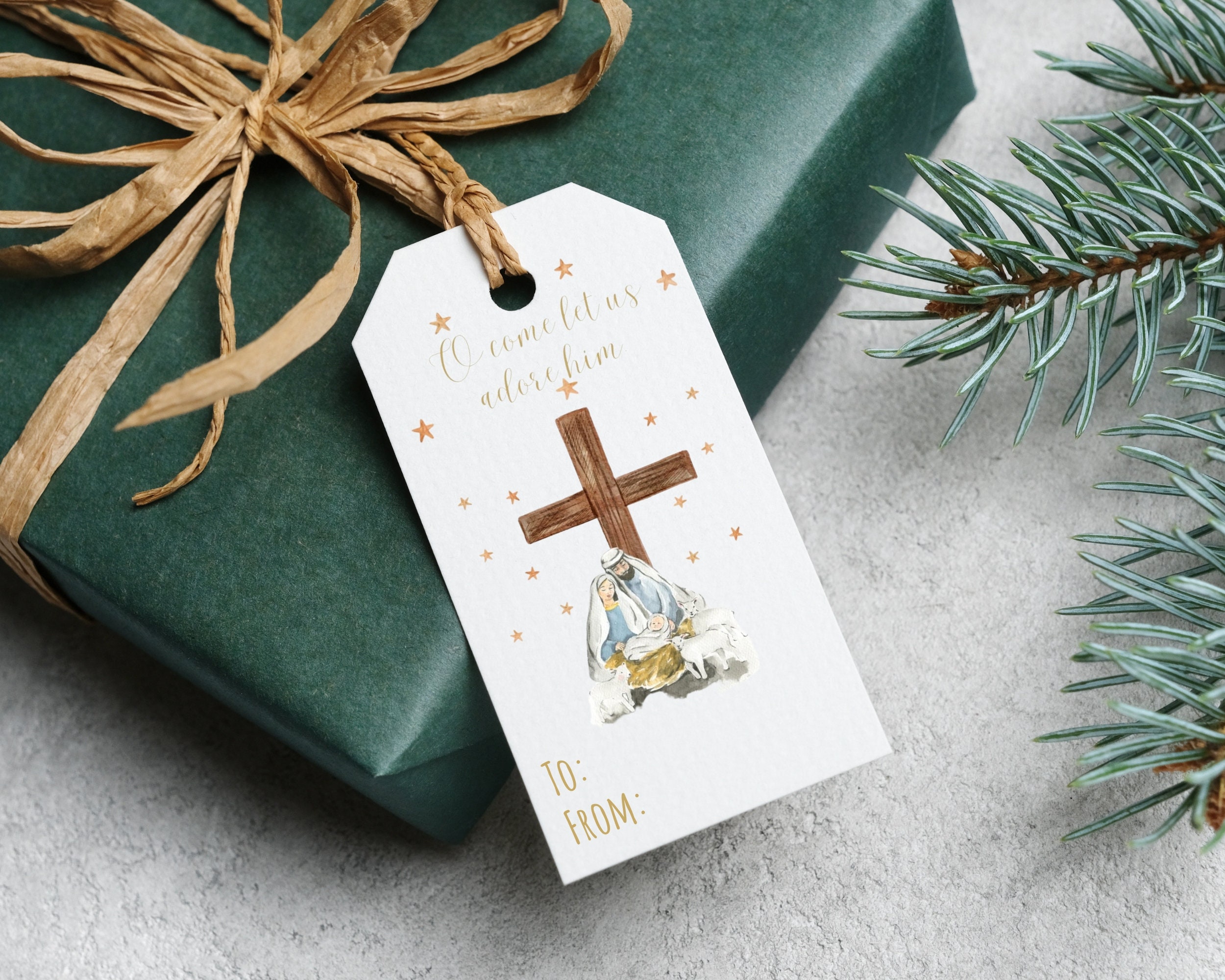 Christmas Gift Tag Printable Nativity Tag for Christmas Gift Scripture ...