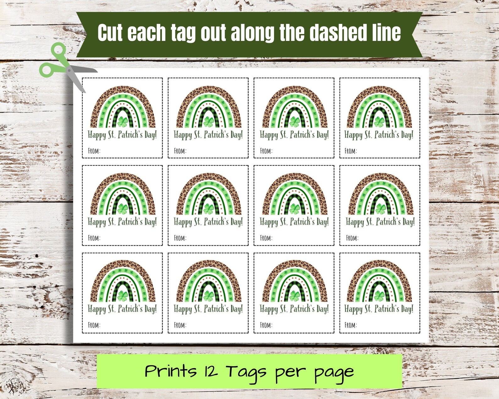 St Patricks Day Gift Tag Printable St Patty's Favor Tag Saint Patrick's ...