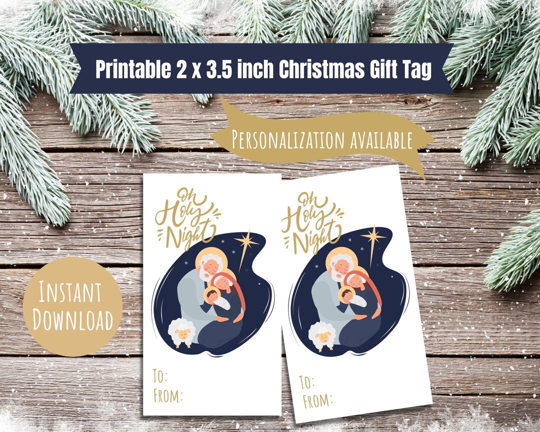 Nativity Christmas Gift Tag Oh Holy Night Tag for Christmas Present ...