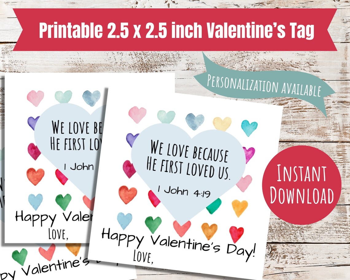 Valentines Day Gift Tag Personalizable Card for Valentine's Day Goody ...
