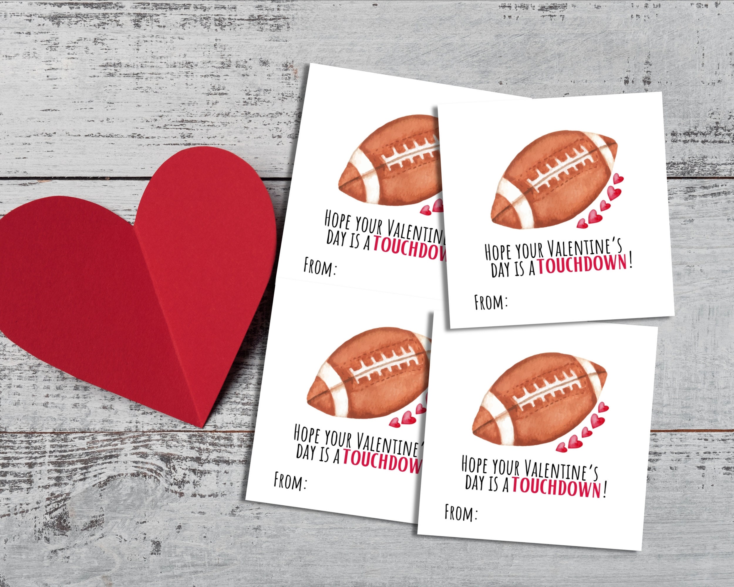 Football Valentine Card Personalized Sports Valentine's Day Tag for ...