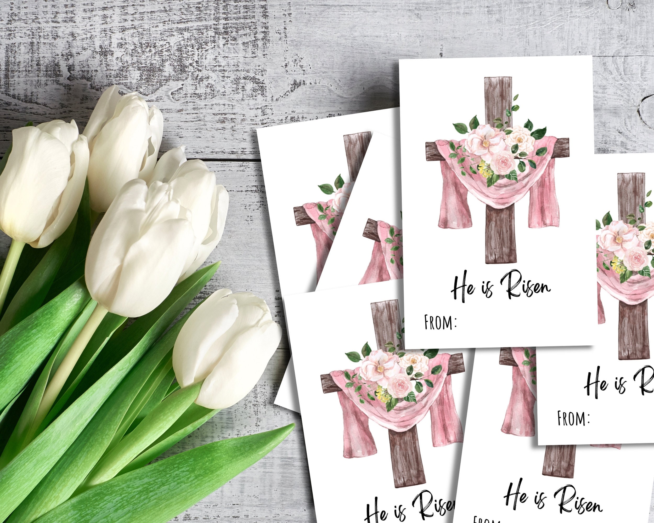 Easter Gift Tag Printable He is Risen Easter Tag Religious Easter Gift ...