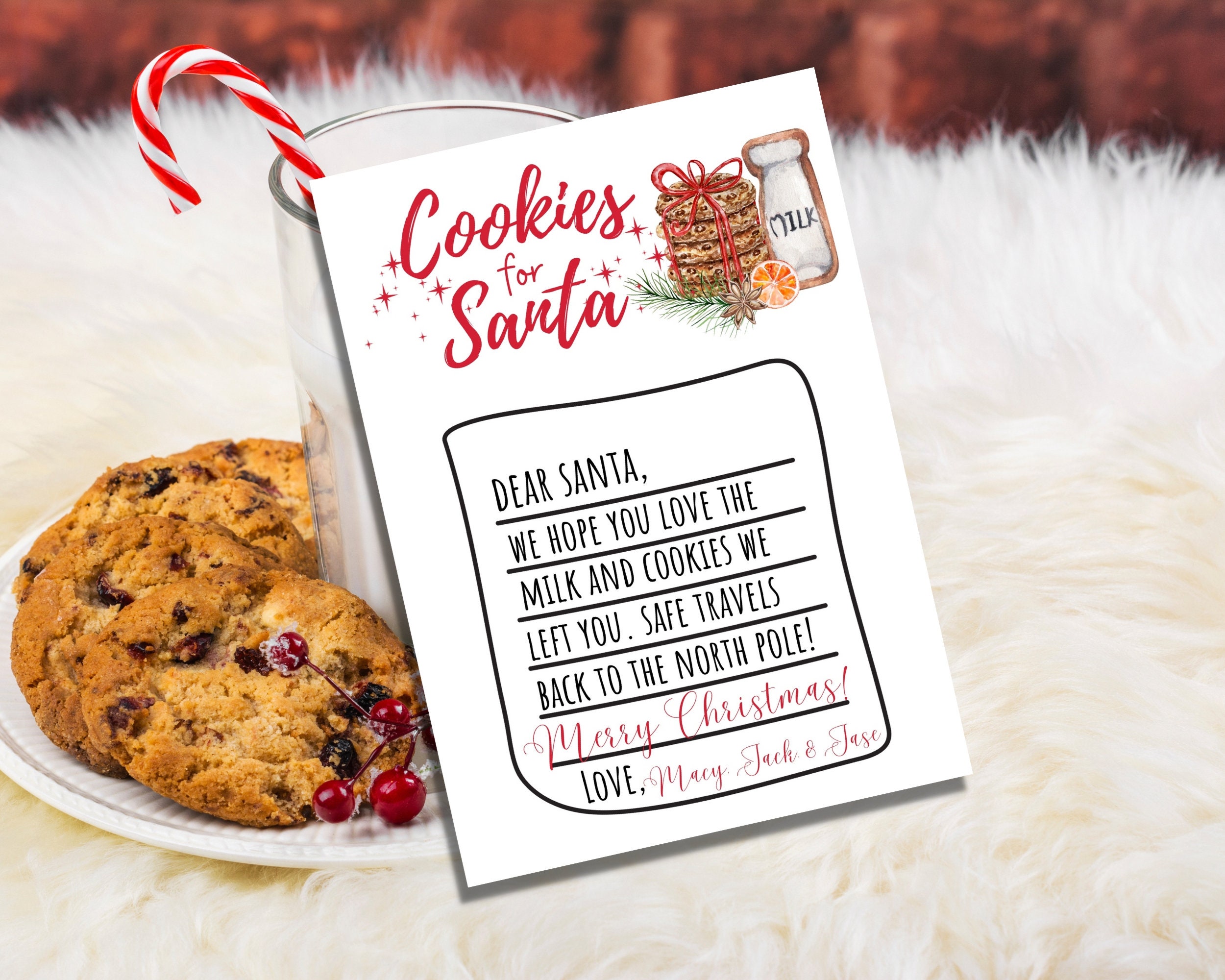Customizable Santa Note Printable Cookies for Santa Note Christmas Eve ...