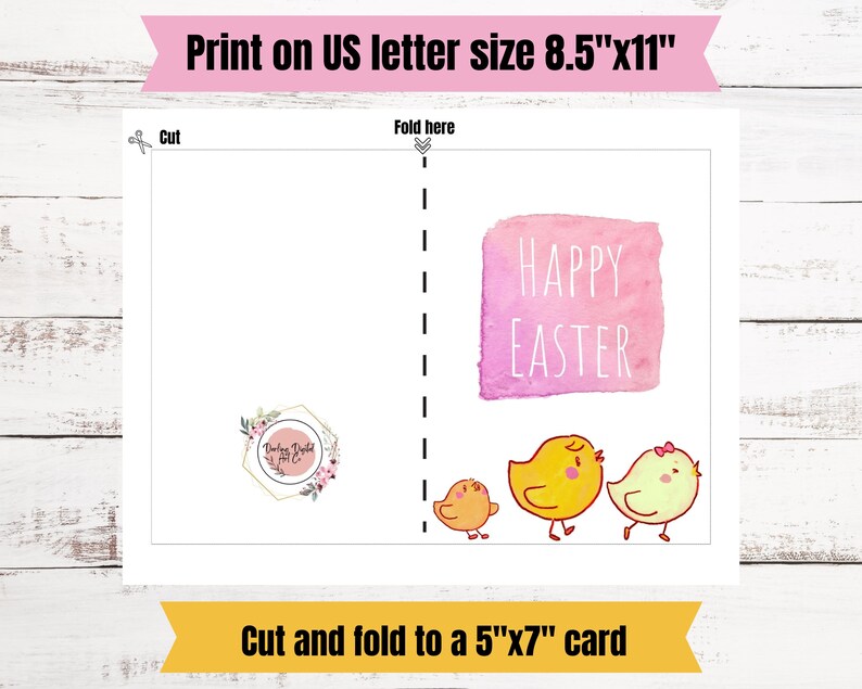 Happy Easter Chick Card Printable Spring Chicken Easter Basket Gift ...