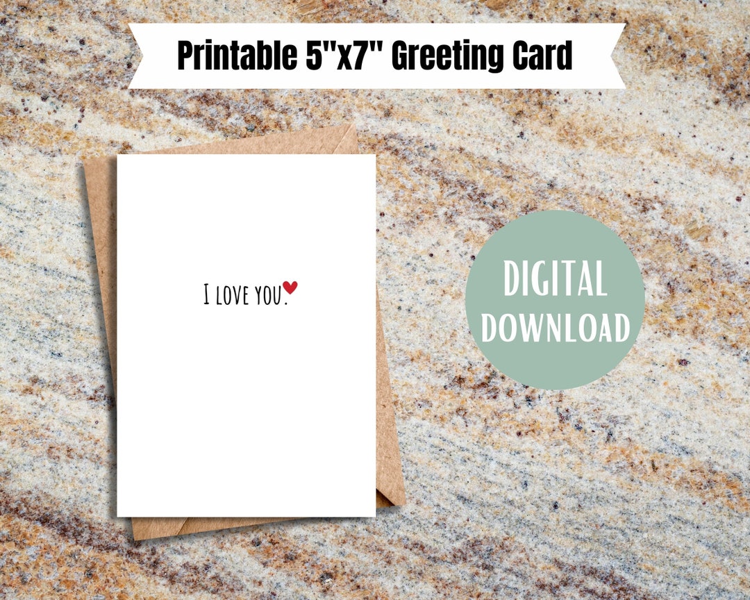 Printable Anniversary Card Simple I Love You Card for Couple ...
