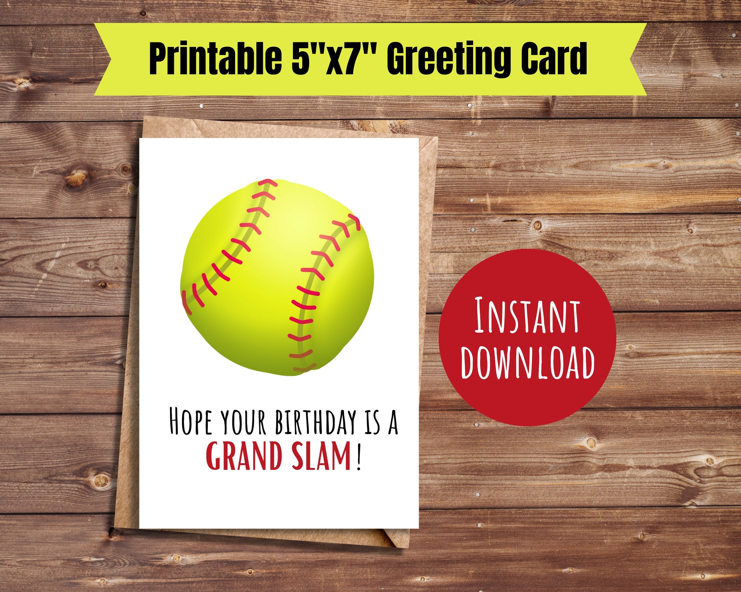 Softball Birthday Card Printable Sports Bday Card Softball Lover Gift ...