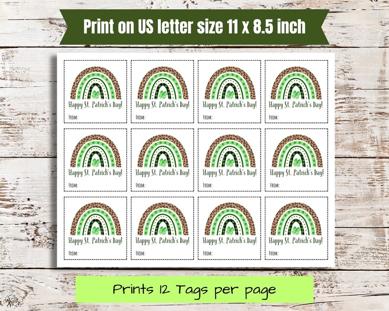 St Patricks Day Gift Tag Printable St Patty's Favor Tag Saint Patrick's ...