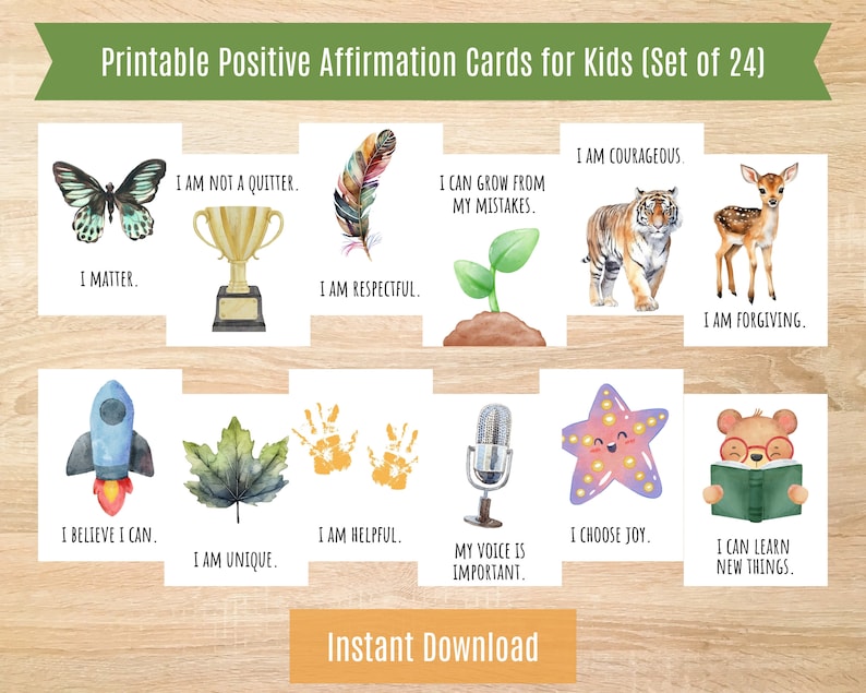 Affirmation Cards for Kids Printable Motivational Cards Kids Positivity ...