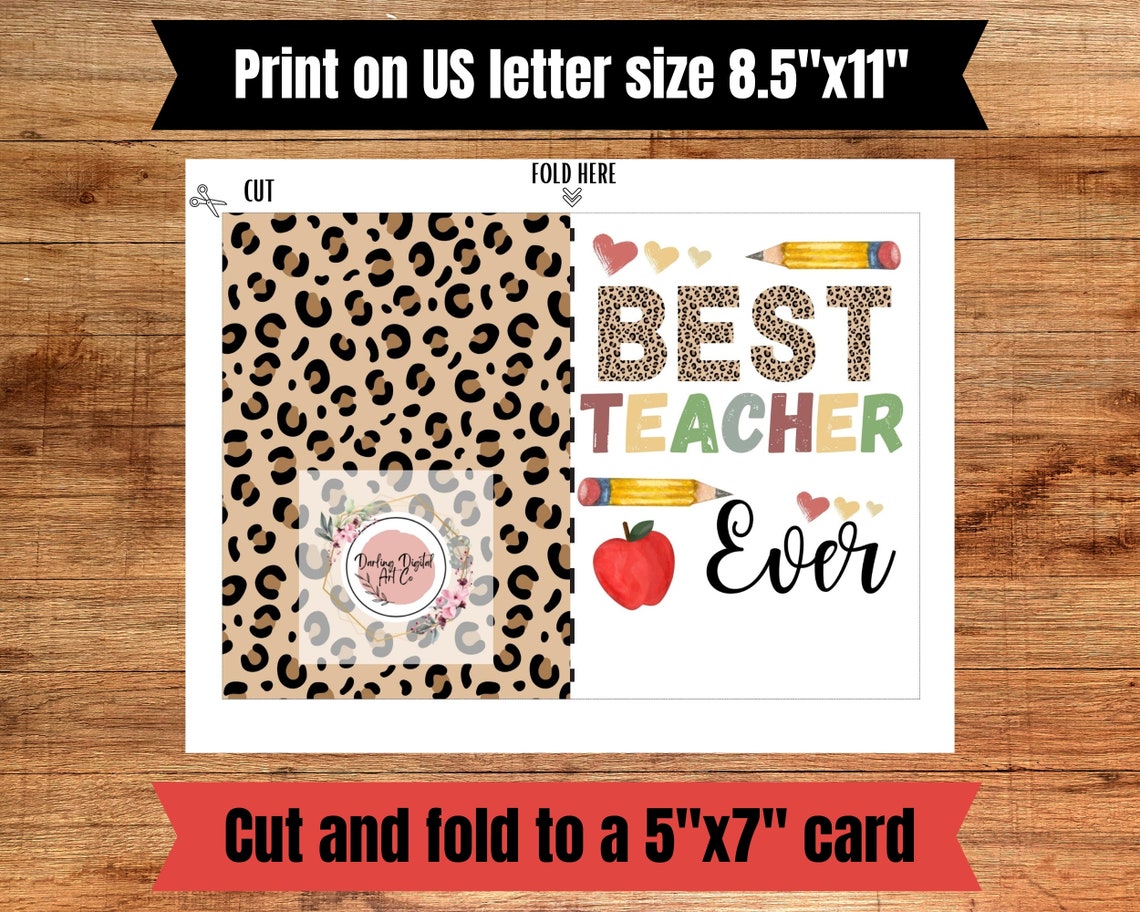 Printable Teacher Appreciation Card for Teacher Gift Thank You Card for ...