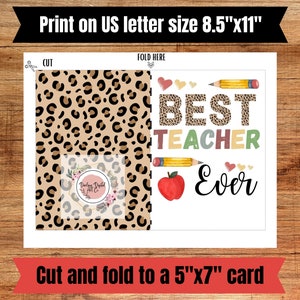 Printable Teacher Appreciation Card for Teacher Gift Thank You Card for ...