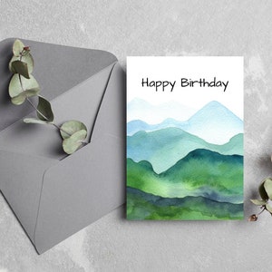 Birthday Card for Him Printable Mountain Greeting Card Happy Birthday ...